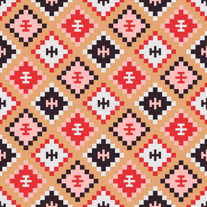 Aztec Elements from Squares. Seamless Pattern. Textile. Ethnic Boho ...