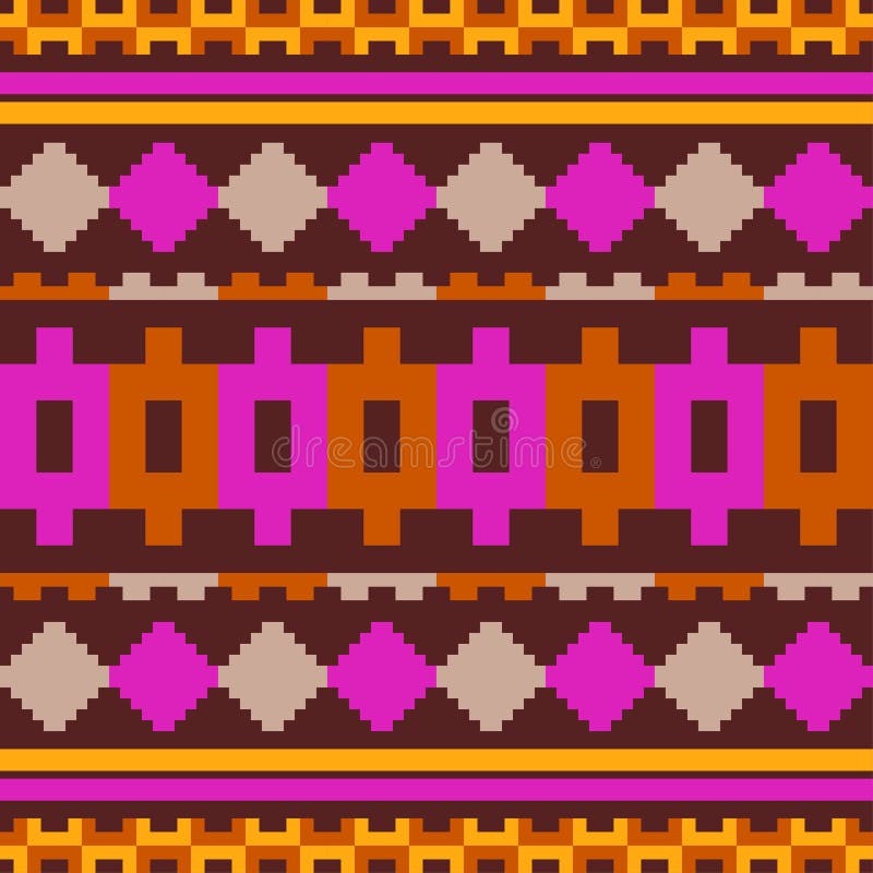 Aztec Elements from Squares. Seamless Pattern. Textile. Ethnic Boho ...