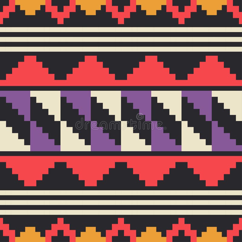 Aztec Elements from Squares. Seamless Pattern. Textile. Ethnic Boho ...