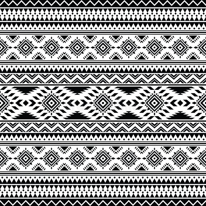 Aztec Ethnic Geometric Vector Background in Black and White. Stock ...