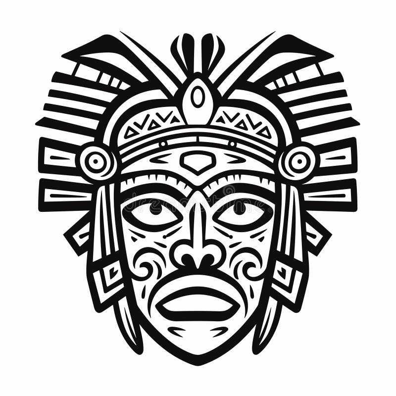 Aztec Face Mask Vector Illustration. Ancient Mayan Mask Stock Vector ...