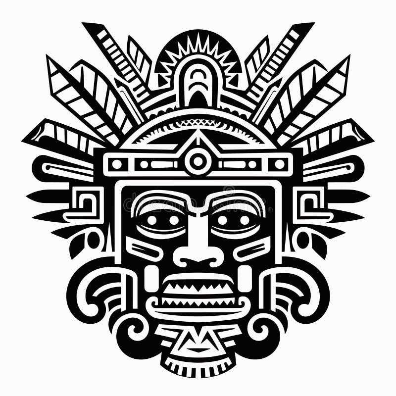 Aztec Face Mask Vector Illustration. Ancient Mayan Mask Stock Vector ...