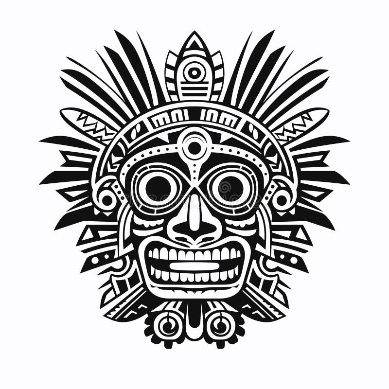 Aztec Face Mask Vector Illustration. Ancient Mayan Mask Stock Vector ...