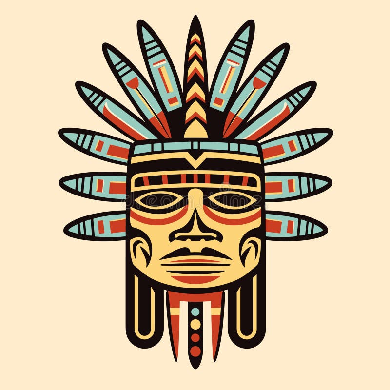 Aztec Face Mask Vector Illustration. Ancient Mayan Mask Stock Vector ...