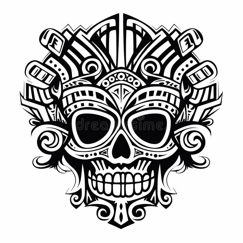 Aztec Face Mask Vector Illustration. Ancient Mayan Mask Stock Vector ...