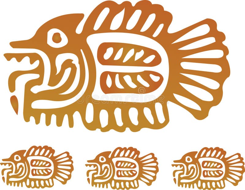 Aztec Fish stock vector. Illustration of fish, ancient - 9493187