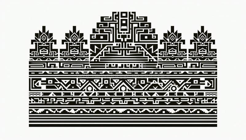 Aztec Geometric Step Border Silhouette Ornament Stock Illustration ...