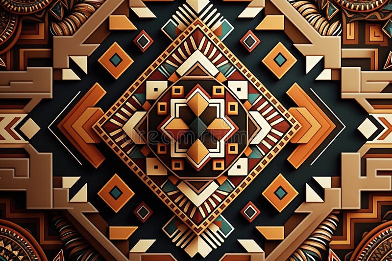 Aztec Geometric Pattern in Traditional Ornamental Ethnic Style. AI ...