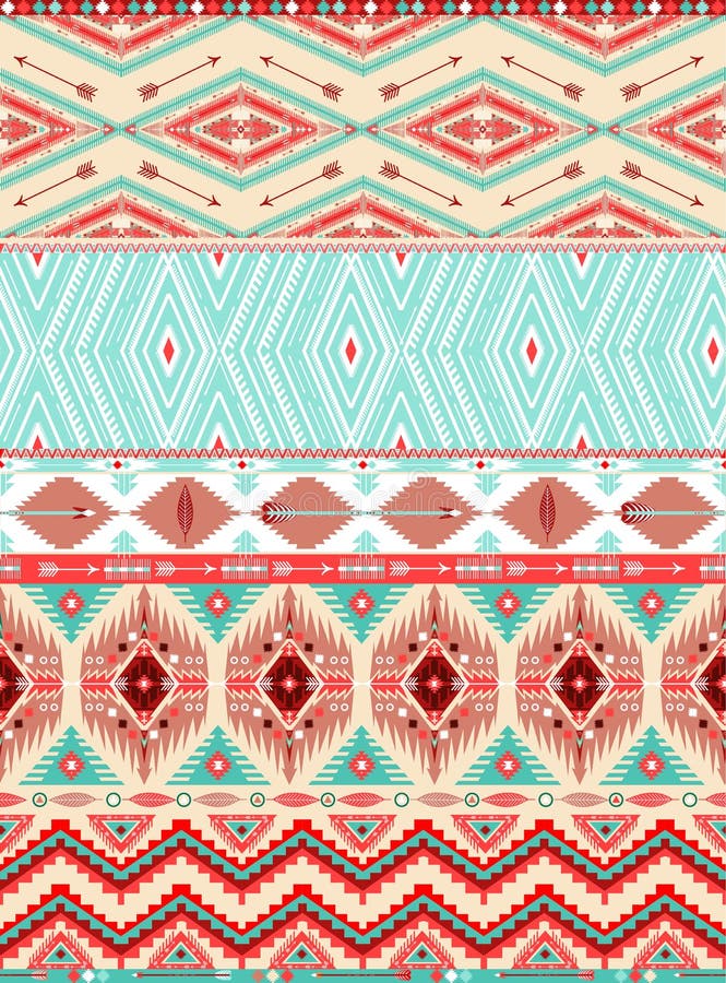 Aztec Geometric Seamless Pattern Stock Vector - Illustration of ikat ...