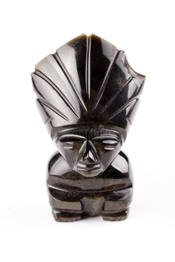 Ancient Aztec Head Statue Isolated. Stock Image - Image of person ...