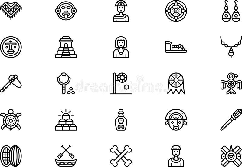 Aztec Icons Collection is a Vector Illustration with Editable Stroke ...