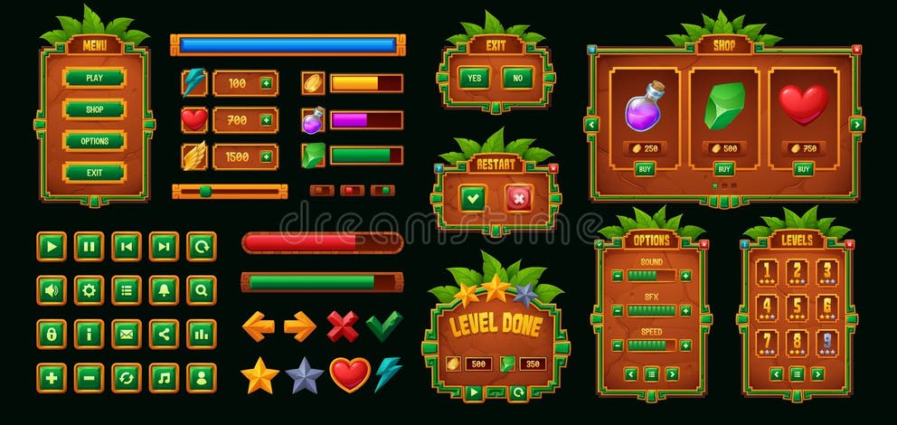 Aztec Inca Maya Mexican Game Ui Interface Elements Stock Vector ...