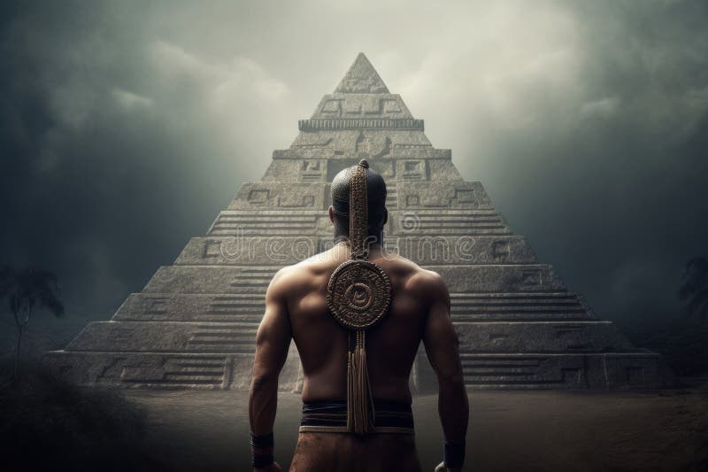 Aztec Man Ancient Pyramid. Generate Ai Stock Illustration ...