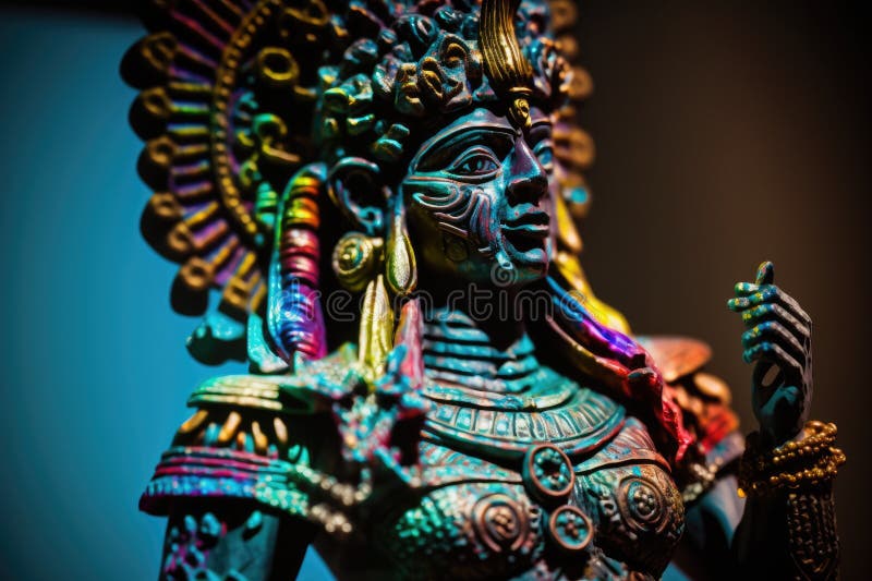 Aztec or Mayan Warrior Bronze Statue Stock Illustration - Illustration ...