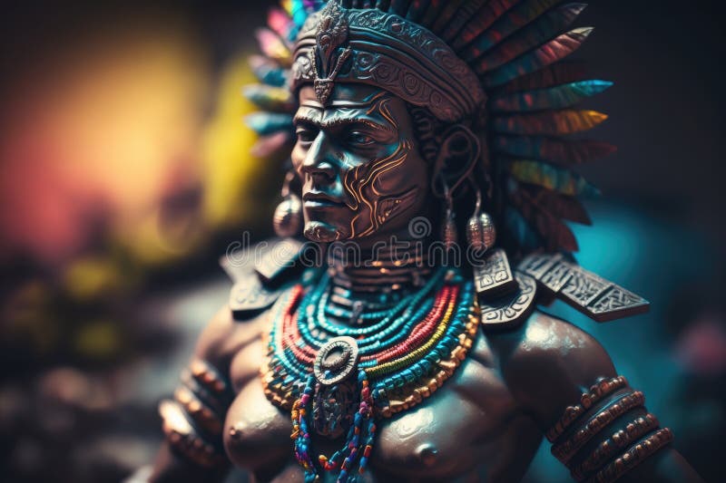 Aztec or Mayan Warrior Bronze Statue Stock Image - Image of indian ...