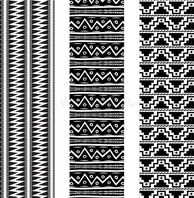 3 Aztec Primitive Pattern Bookmarks Black White Marker Art Stock Vector ...