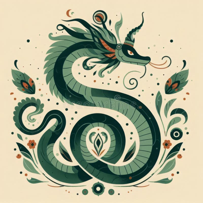 Aztec Serpent in Ornate Style Stock Illustration - Illustration of ...
