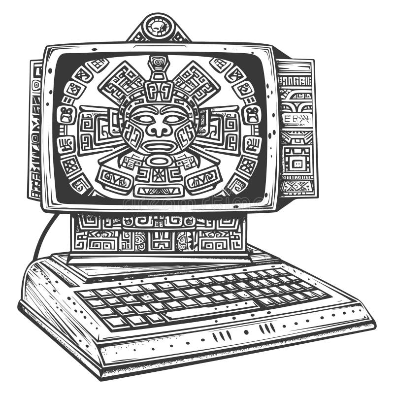 Ancient Mayan Computer Design, Digital Art, Aztec Style Stock Vector ...