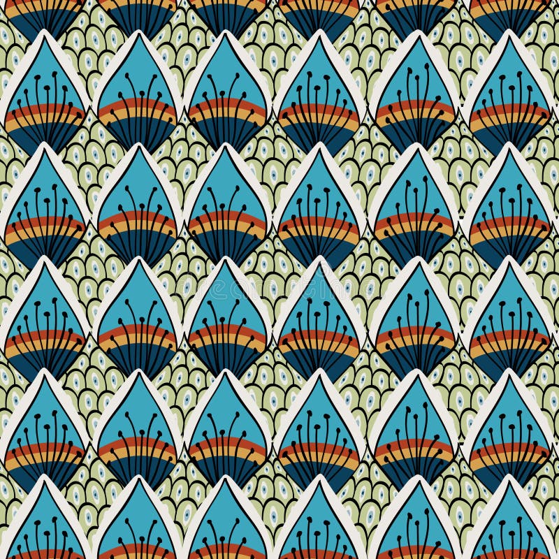 Aztec Style Simple Ornament with Leaves. Folk Botanical Pattern with ...