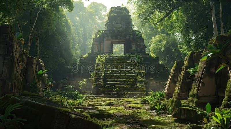 Aztec Temple Ruins in the Jungle Illustration Stock Illustration ...