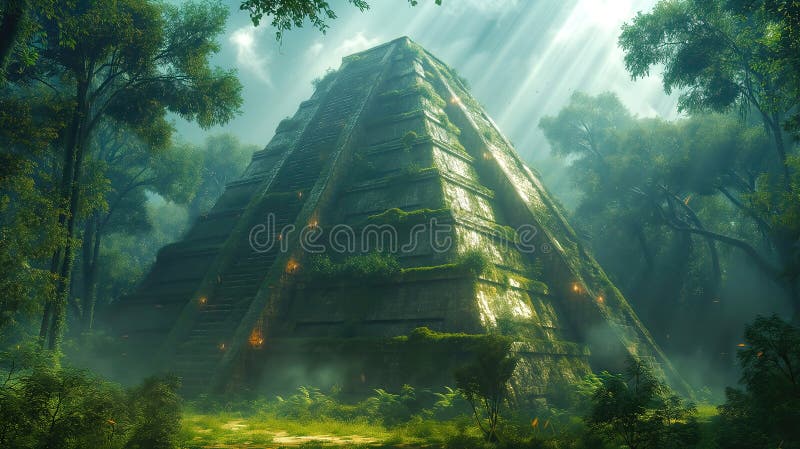 Aztec Temple Ruins in the Jungle Illustration Stock Illustration ...