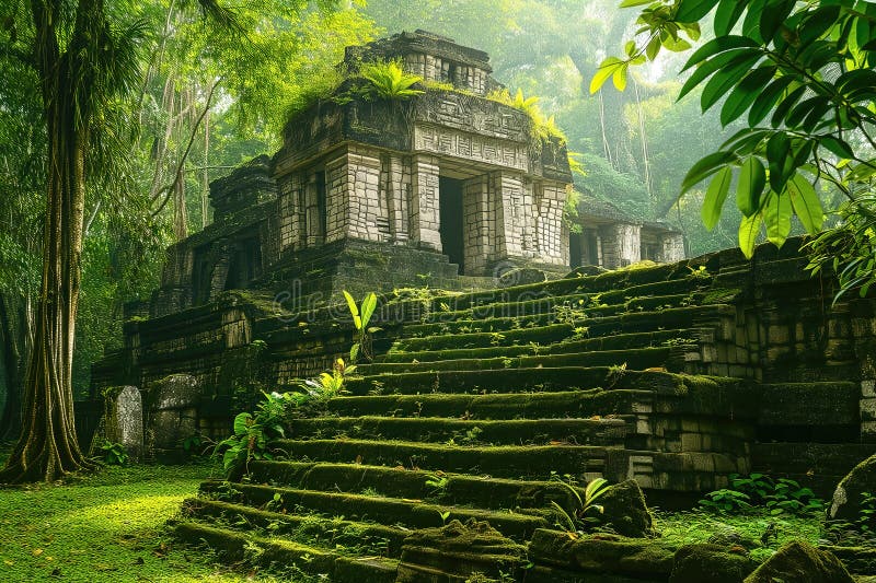 Aztec Temple Ruins in the Jungle Illustration Stock Illustration ...