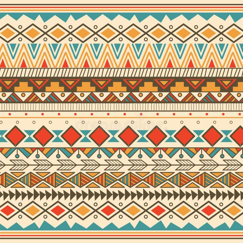 Aztec Tribal Pattern in Stripes Stock Vector - Illustration of aztec ...