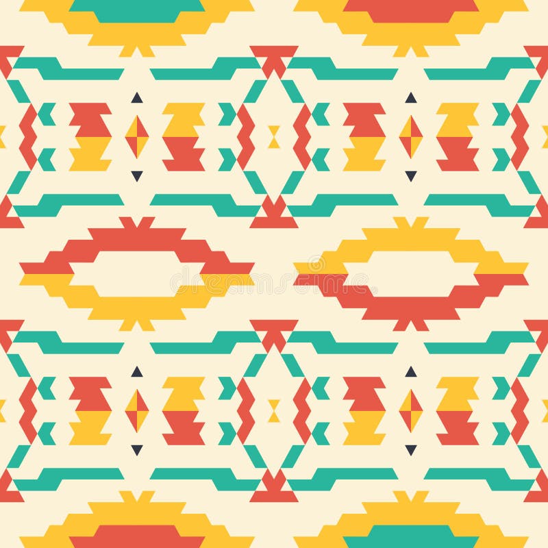 Aztec Tribal Seamless Grunge Yellow And Red Pattern On White Background ...