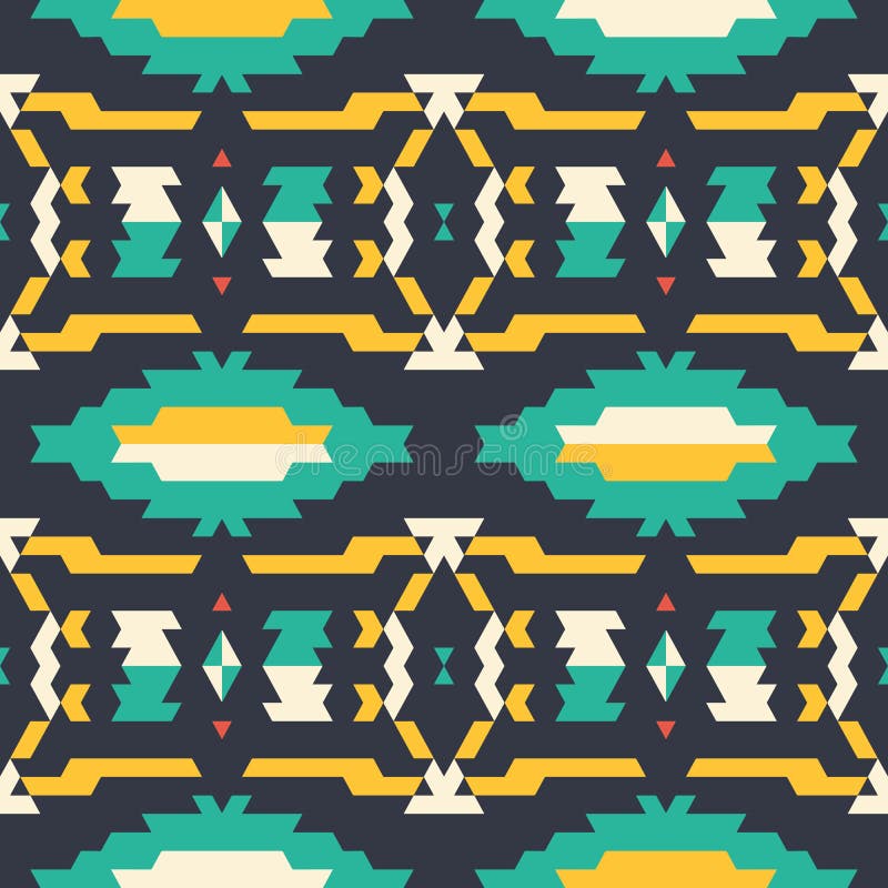 Aztec Tribal Black, Turquoise and Yellow Pattern Stock Vector ...