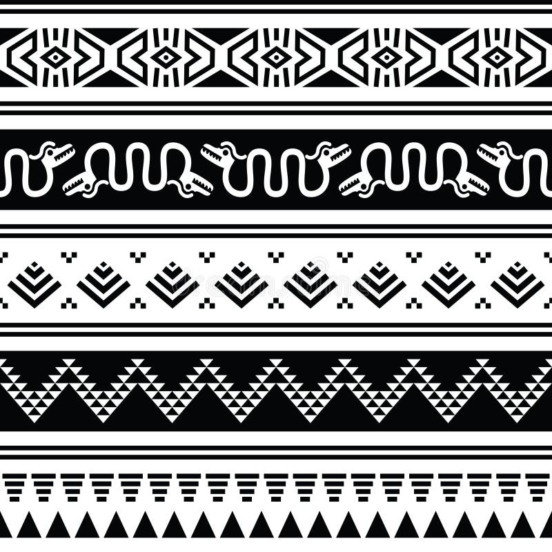 Tribal Seamless Pattern, Aztec Black and White Background Stock ...
