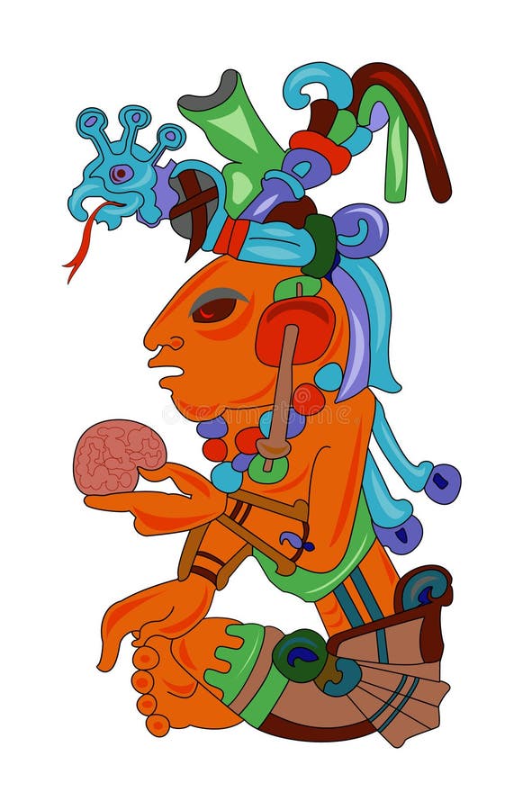 Rey Sacerdote Azteca Con Lanza Y Escudo Ilustración del Vector ...