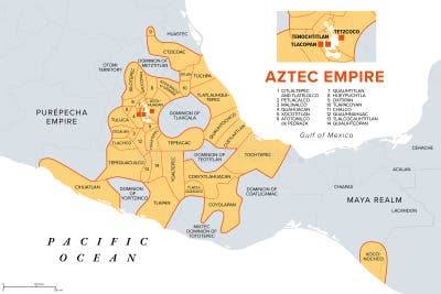 Aztec Empire with Tributary Provinces, Triple Alliance, History Map ...