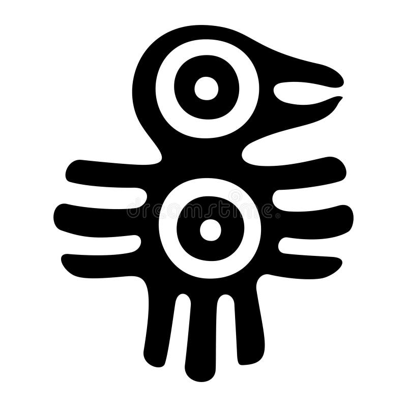 Fantastic Bird Symbol of Ancient Mexico, Aztec Flat Stamp Motif Stock ...
