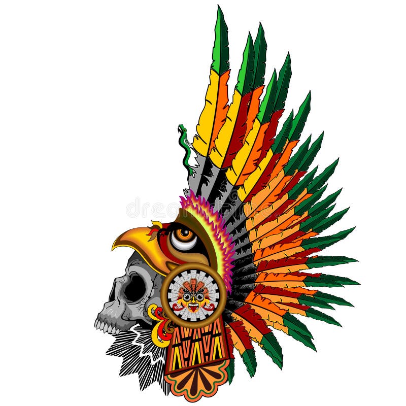 Azteco Eagle Warrior Sull illustrazione vettoriale. Illustrazione di ...