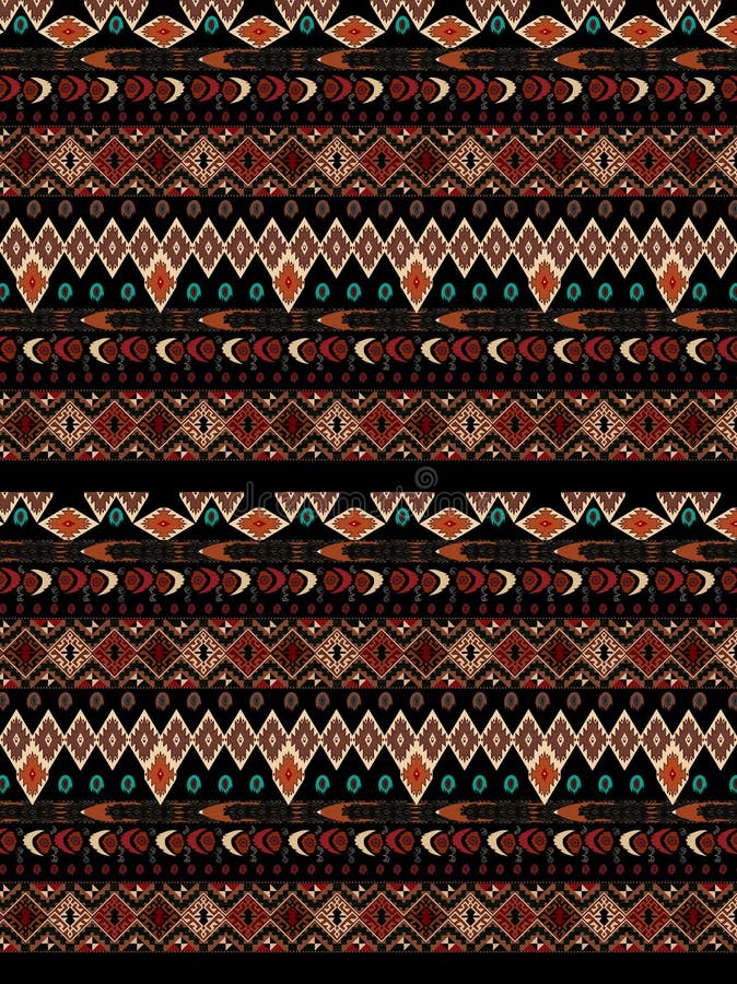 Aztec Seamless Pattern On Hot Color With Arrow Stock Illustration ...