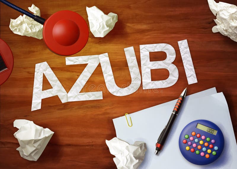 Azubi Desktop Memo Calculator Office Think Organize Stock Image - Image ...