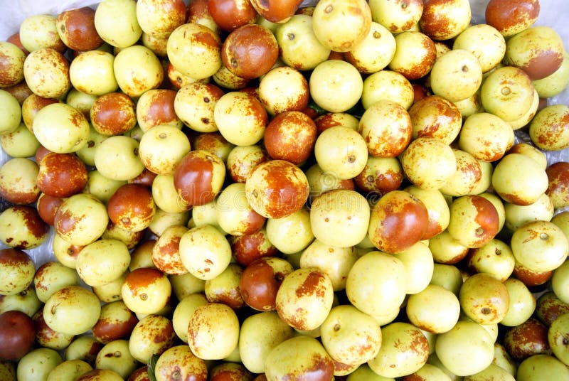 Fila De La Fruta Fresca De La Azufaifa (jujuba Del Ziziphus) Foto de ...