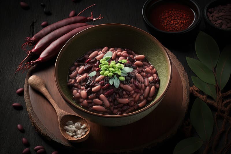 Azuki Japan Red Beans in a Bowl, AI Generated Stock Illustration ...