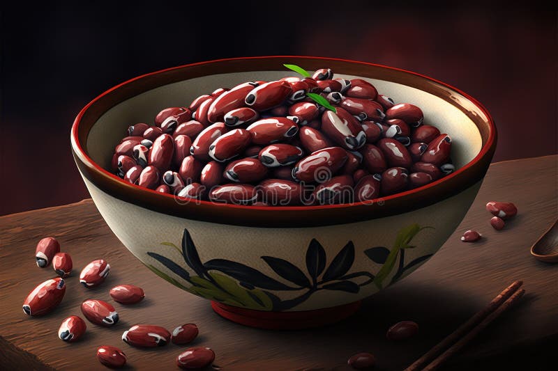 Azuki Japan Red Beans in a Bowl, AI Generated Stock Illustration ...