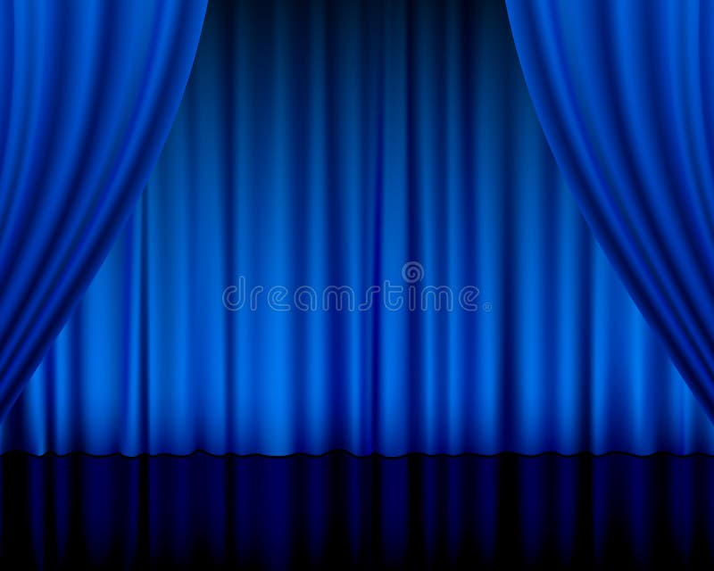 Azul De La Cortina Del Teatro Ilustración del Vector - Ilustración de ...