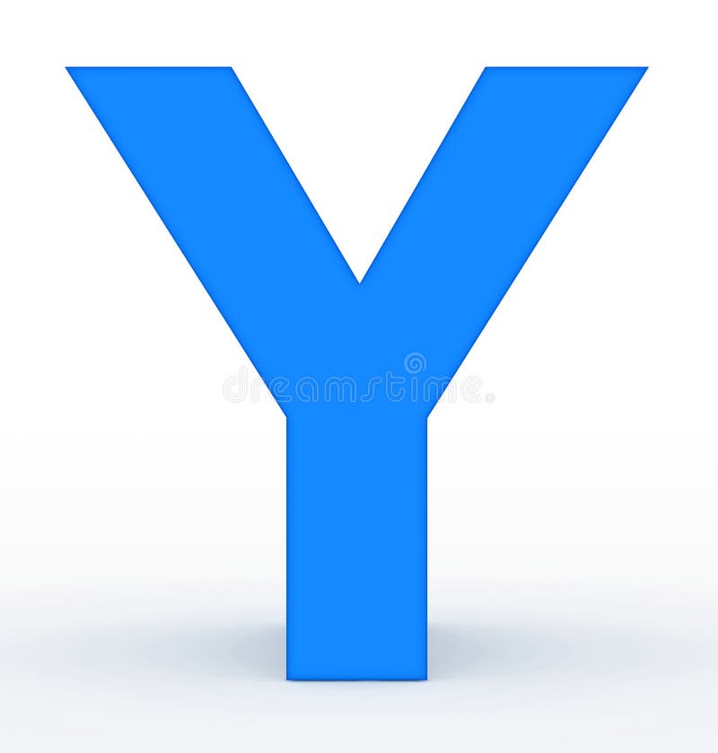 Azul De La Letra Y 3d Aislado En Blanco Stock de ilustración ...