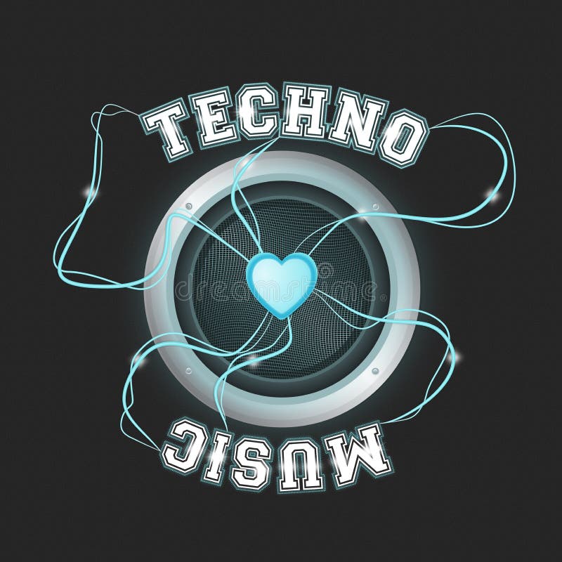 Azul Del Cartel De La Música De Techno Stock de ilustración ...