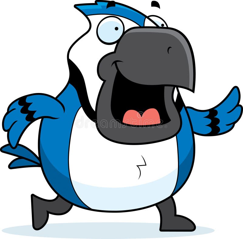 Azul Jay Walking Dos Desenhos Animados Ilustração do Vetor - Ilustração ...