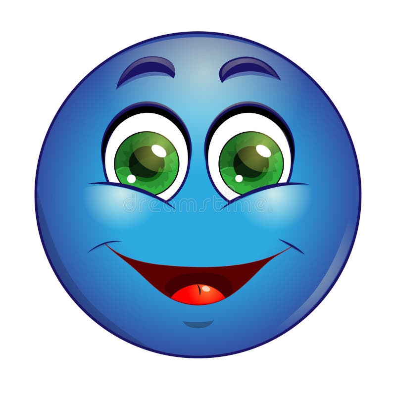 Azul Sonriente Del Emoticon En Un Fondo Blanco Ilustración del Vector ...