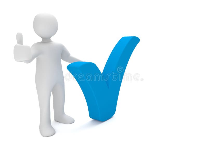 Azul Tick Ok del maniquí stock de ilustración. Ilustración de ...