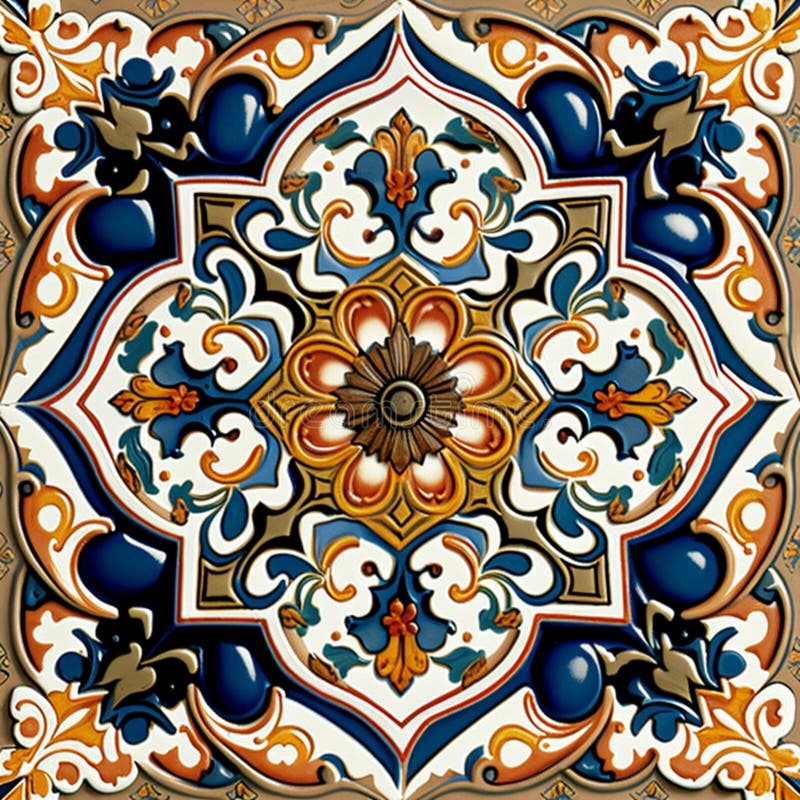 Azulejo Ceramic Tiles. Created with Generative Ai Technology Stock ...