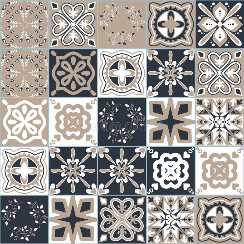 Azulejo Spanish Style Ceramic Tile Design, Graphite Beige Neutral Color ...