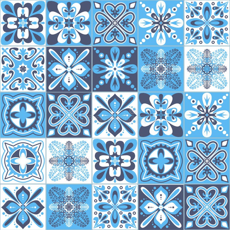 Azulejo Talavera Blue White Ceramic Tile Portuguese Vintage Pattern ...
