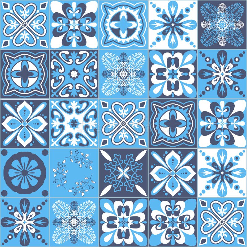 Azulejo Talavera Blue White Ceramic Tile Portuguese Vintage Pattern ...