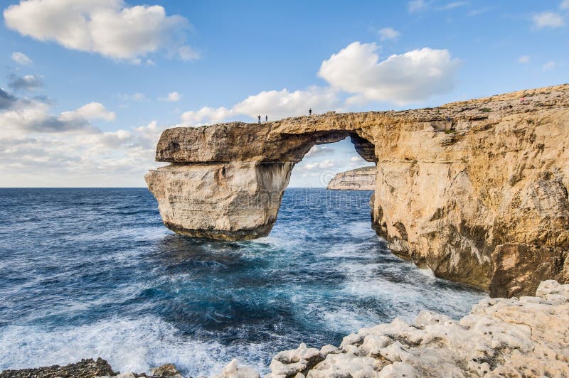 Azurblaues Fenster, Gozo Insel, Mal Stockfoto - Bild von abbrechen ...